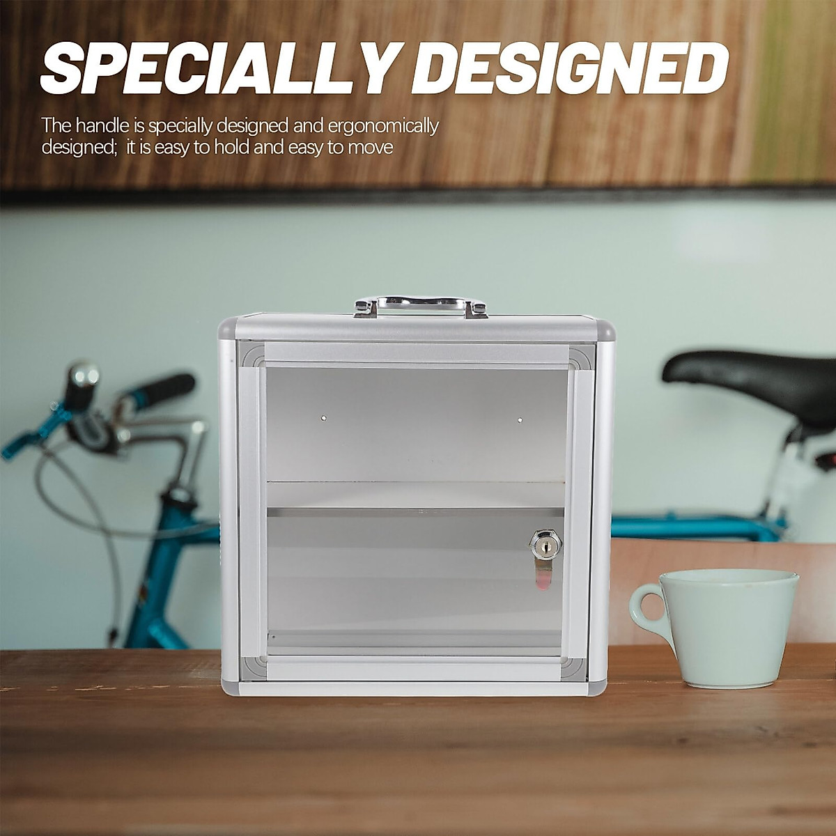 Healeved Box Box Medicine Equipment Medicine Case Visible Locking Case Wall Hanging Medicine Container Community Supplies Community Accessories Storage Box Wall-Mounted Metal