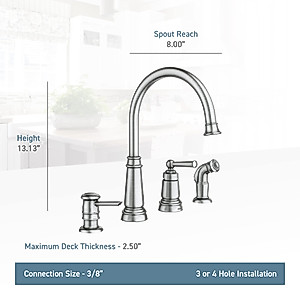 Moen 87042BRB Edison One-Handle High Arc Kitchen Faucet, Mediterranean Bronze