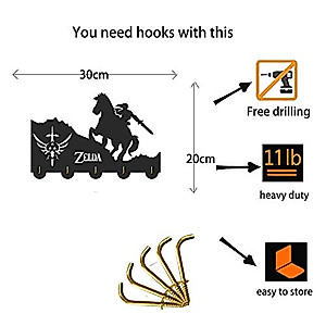 Zelda Key Hooks-Unque Game Theme Decor Wall Hooks Heavy Duty 20LB(Max),Wall Décor,Wood Coat Hooks, Key Holder,Key Hanger for Wall、Entryway and Kitchen