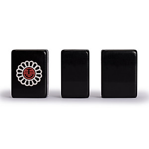 Yellow Mountain Imports Chinese Mahjong Game Set, Jet Set - with 148 Small-Size Black Tiles and Wooden Case, Wooden Spinner, Dice, and Scoring Sticks (for Chinese Style Game Play)