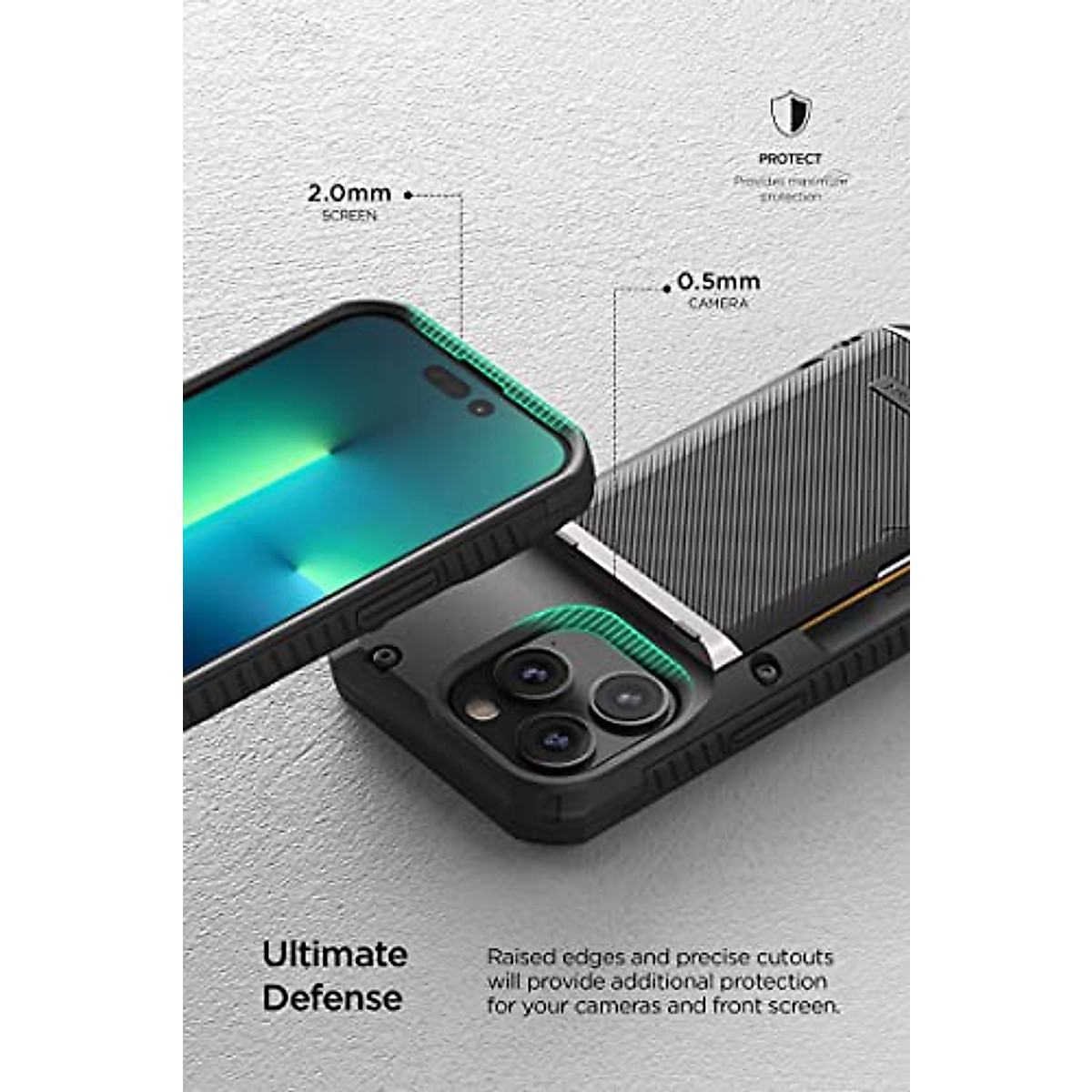 VRS DESIGN Damda Glide Pro Phone Case for iPhone 14 Pro, Sturdy Semi Auto Wallet [4 Cards] Case Compatible for iPhone 14 Pro Case (2022) (Groove Black)