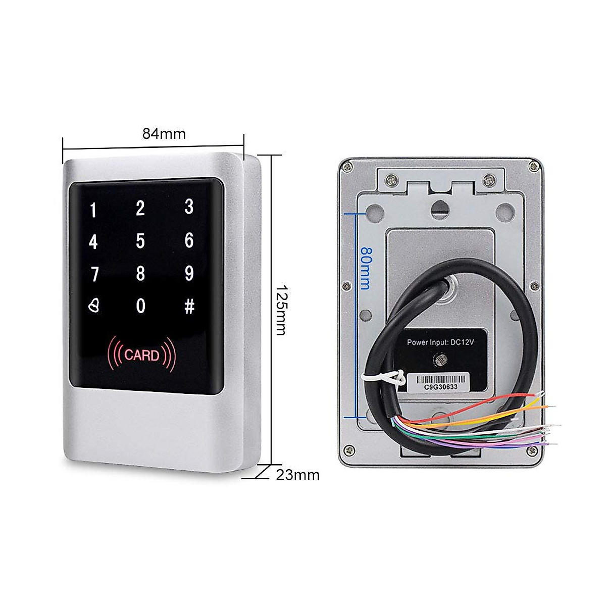 MENGQI-CONTROL Door Entry System with RFID Keypad Reader+Electromagnetic Lock(Waterproof)+110V Power Supply Box+2 Push to Exit Button+Door Bell+RFID Keychains/Cards