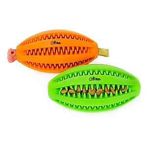 CHIWAVA 2 Pack 3.5" Rubber Dental Rugby Ball Oval Rugbys for Small Dogs Assorted Color