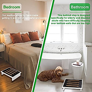 StrongTek One Step Stool for Adults with Non-Slip Rubber Stepping Surface, Portable Single Wooden Riser, 440 lb. Load Capacity for Kitchen, Bathroom, or Bedside, Kid and Senior Support (White)