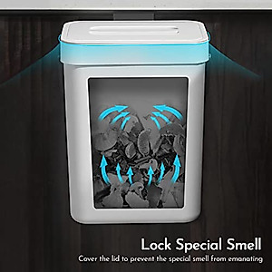 FODISU Hanging Garbage Can with Lid 1.3 Gallon Small Trash Can, 5 Liter Kitchen Compost Bin, Kitchen Hanging Garbage Can for Under Sink or Kitchen Cabinet Door, Wall-Mounted Kitchen Waste Bin