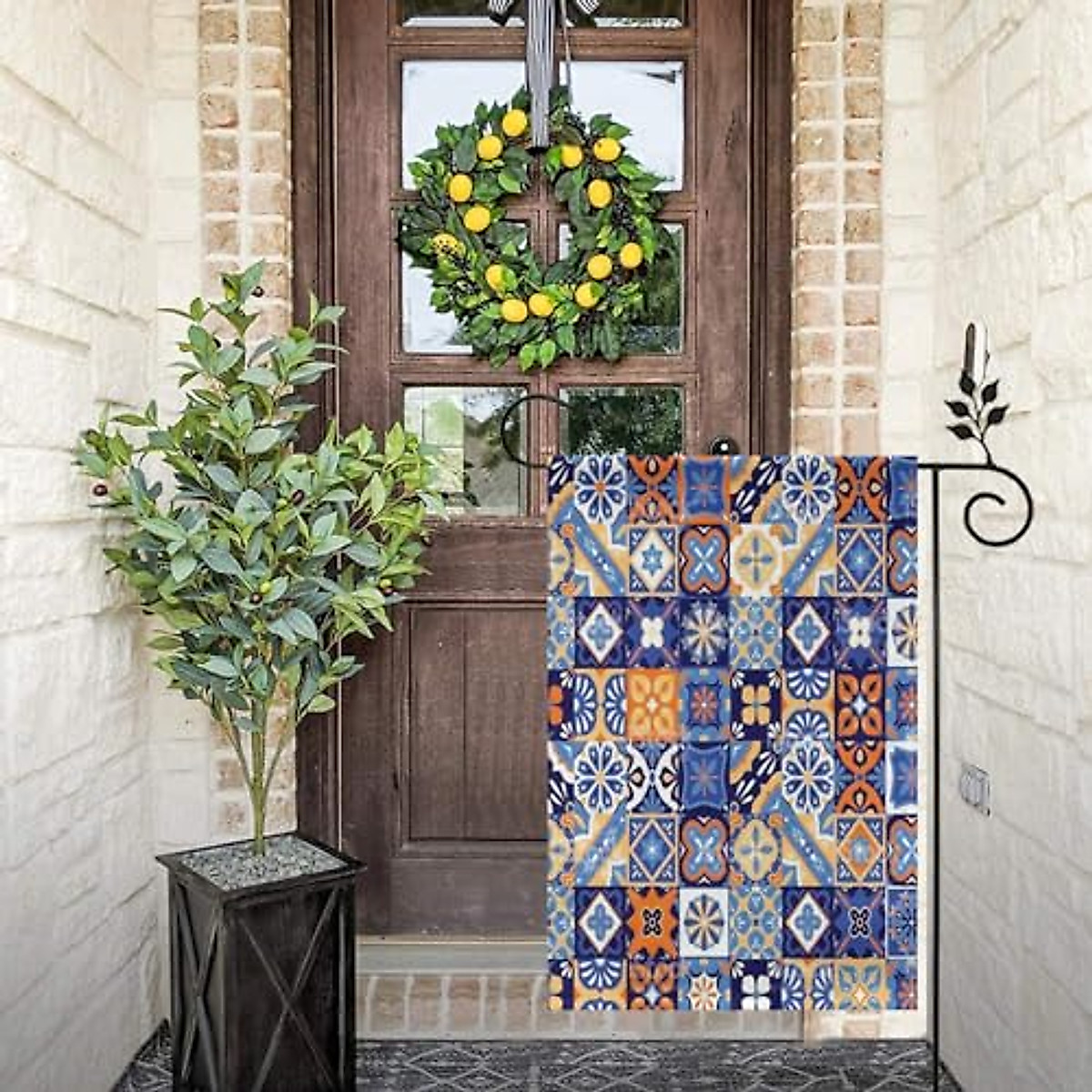 Double-sided garden flag Hippie Talavera Mexican Tiles Indian Outdoor Flag Garden Flag Yard Outdoor Decoration （12×18in）.