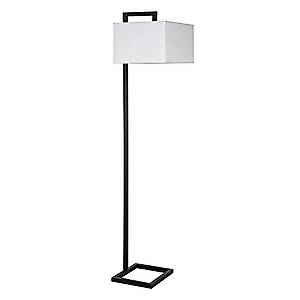Grayson 68" Tall Floor Lamp with Fabric Shade in Blackened Bronze/White