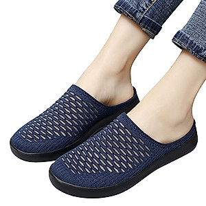 Slip on Sneakers for Women Mesh Breathable No Heel Casual Shoes Durable Anti Slip Soft Sole Flat Athletic Sneakers Solid Color Mesh Slippers Sneakers