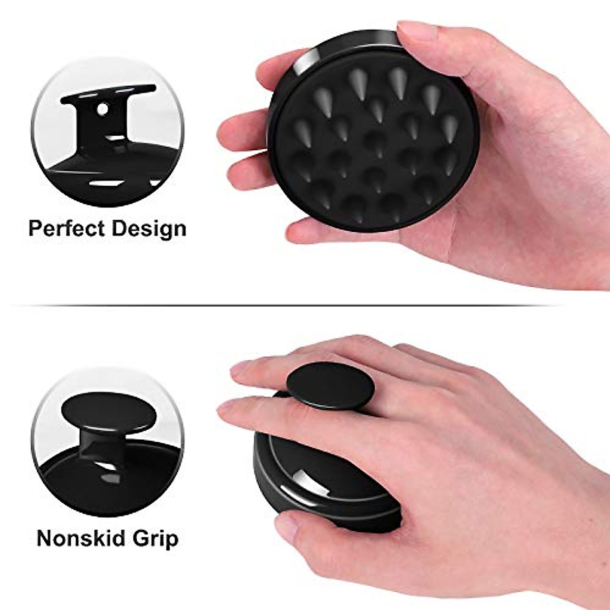 HEETA 2 Pack Hair Scalp Massager Shampoo Brush for Hair Growth, Hair Scalp Scrubber with Soft Silicone, Wet and Dry Hair Detangler (Whole Black & Green)