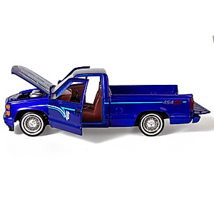 All Star Toys Motormax 1992 Chevy 454SS Pickup Lowrider Truck Candy Blue 1/24 Diecast Model Exclusive Get Low 79036