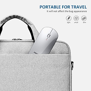 FENIFOX Bluetooth Mouse, Slim Mini Portable Flat Travel Wireless Mouse Rechargeable Quiet Ultra-Thin Mice Compatible with Laptop,Tablet,Notebook,PC (Silver and White)