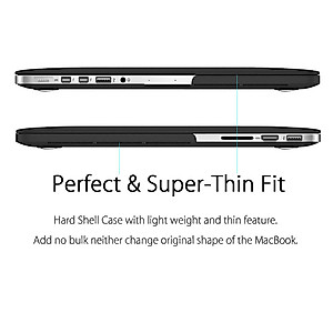 UESWILL Matte Hard Shell Case Cover Compatible with MacBook Pro (Retina, 13 inch, Early 2015/2014/2013/Late 2012), Model A1502/A1425, No CD-ROM, No USB-C, Black