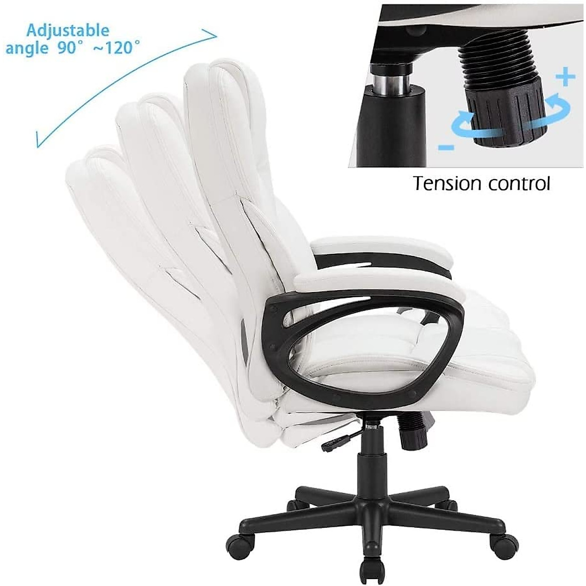 LETREM Office Chair Ergonomic for Lumbar Support Task Swivel,Ergonomic Executive Chair with Arms and Wheels Dining Room Computer Chair Learning Desk Chair Meeting Chair A/White/One Side