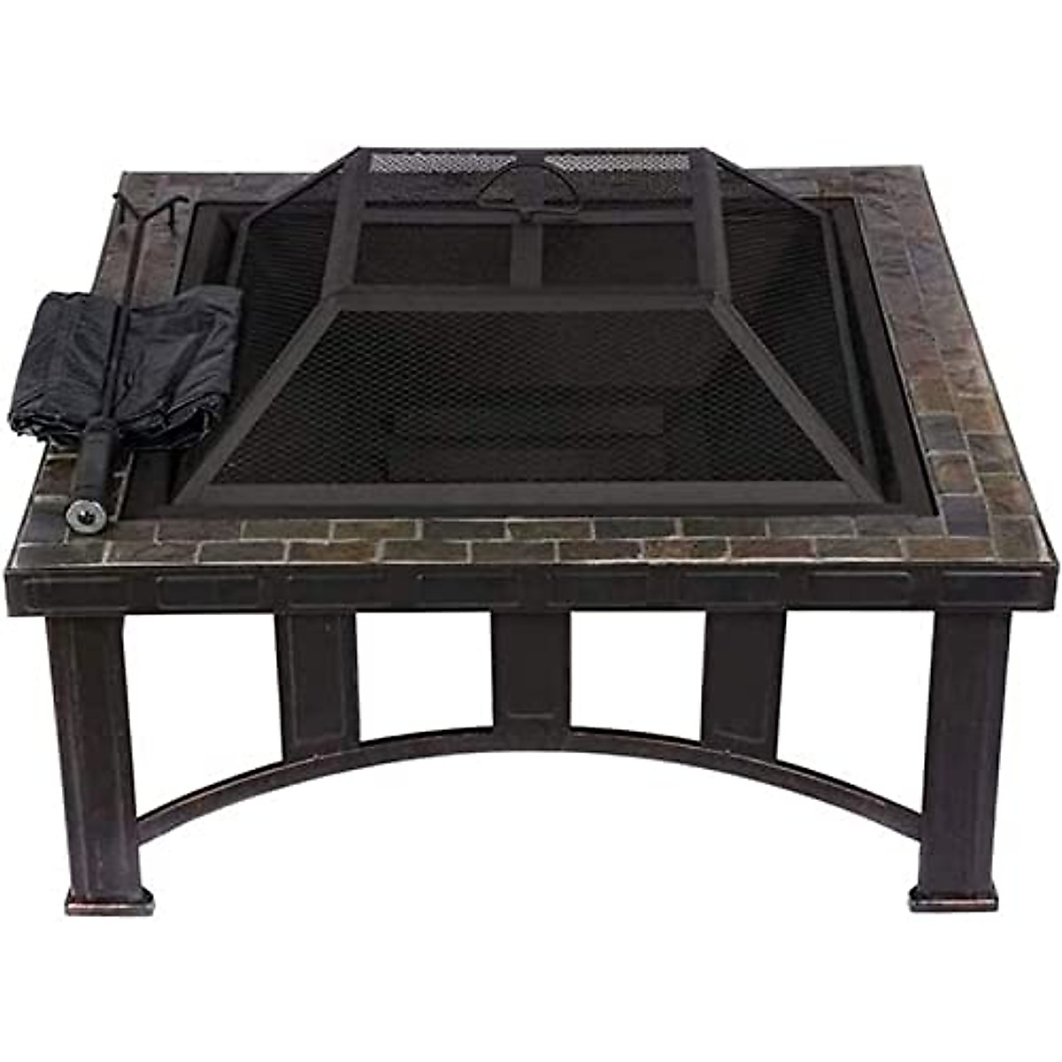 LEAYAN Garden Fire Pit Portable Grill Barbecue Rack Outdoor Heavy Steel Fire Pit Wood Burning Fireplace Patio Backyard Firepit Bowl Garden Heating Grill with Cover BBQ Cooking for Camping Backyard, B