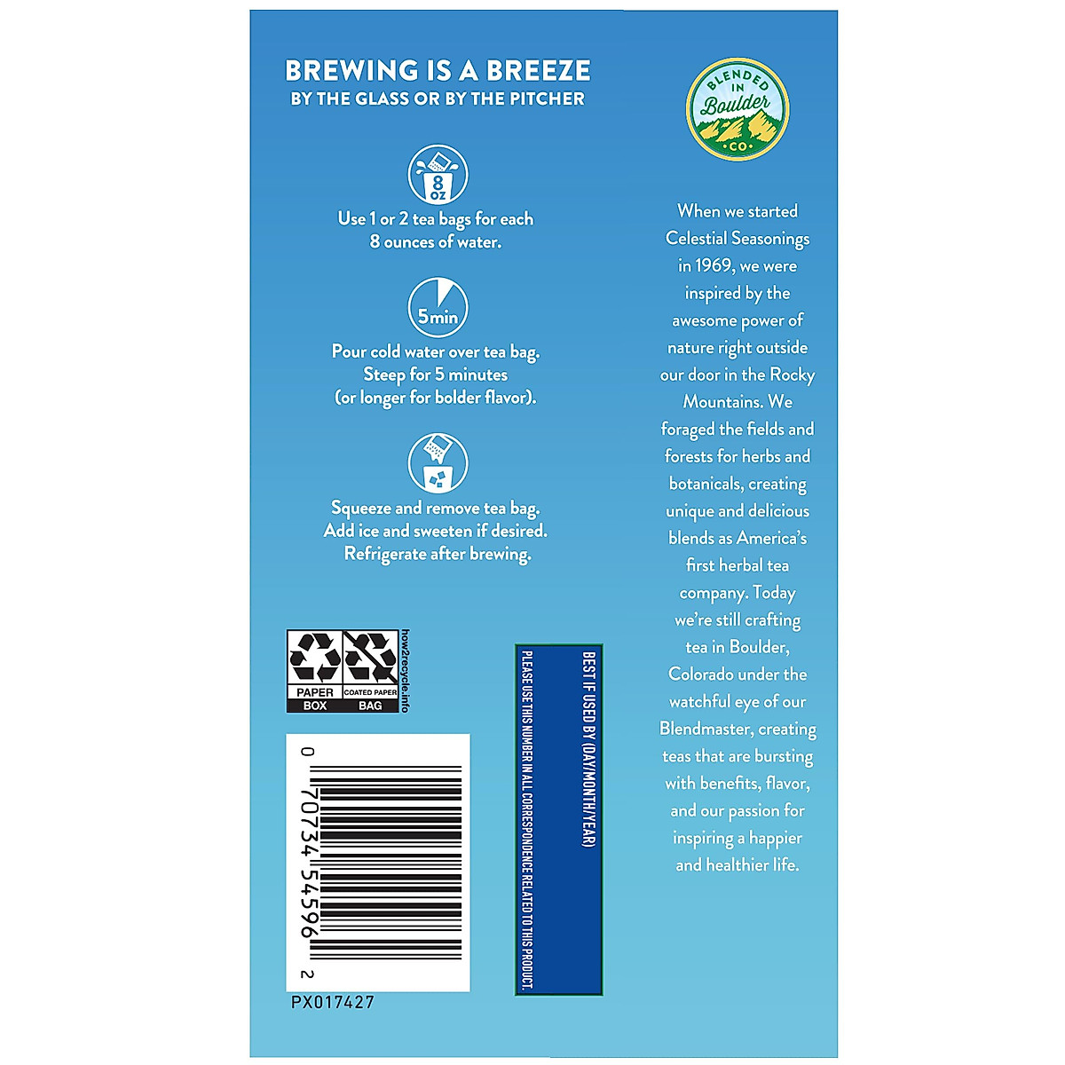 Celestial Seasonings Cold Brew Unsweetened Black Tea Iced 18 tea bags