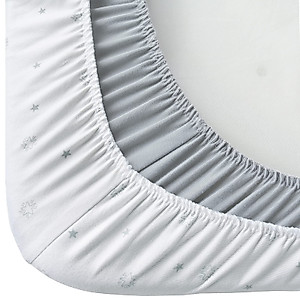 Mini Crib Sheets Fitted 38" x 24"- Compatible with Dream On Me, Babyletto, Davinci & Delta Mini Crib Mattress Pad, Stretchy Soft Mini Crib Sheets Neutral for Baby Boy Girl, Grey & White Star - 2 Pack