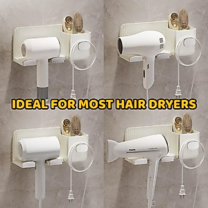 Minimalism Hair Dryer Holder Wall Mount Self Adhesive Fashionable Hair Tool Organizer Bathroom No Drilling (Golden)