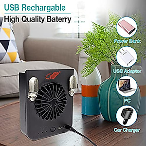 FANCYWING Portable Waist Clip Fan,8000mAh 3-in-1 Personal Portable Fan,Necklace Fan Rechargeable with Super Strong Airflow for Working, Hiking, Camping,Orange