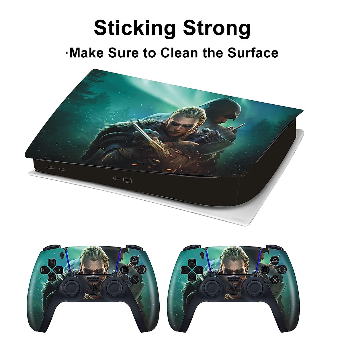 Skin for Console (P-S5 Digital Version) and Controllers Vinyl Sticker, Durable, Scratch Resistant, Bubble-Free, Compatible with Play-Station 5(Digital Edition) Green
