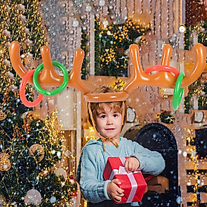 2 Sets Inflatable Reindeer Antler Ring Toss Game,Reindeer Antler Throwing Games, Family Interactive Christmas Party Games, Children's, Suitable for Outdoor and Indoor Christmas Family Games