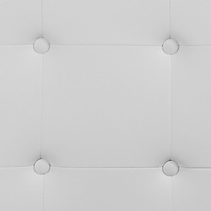 BizChair Button Tufted Upholstered Queen Size Headboard in White Vinyl