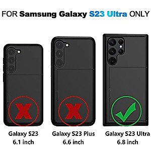 Nvollnoe for Samsung S23 Ultra Case with Card Holder 5G 6.8 inch Slim Dual Layer Heavy Duty Protective Galaxy S23 Ultra Case Hidden Card Slot Wallet Case for Samsung S23 Ultra(Blue)