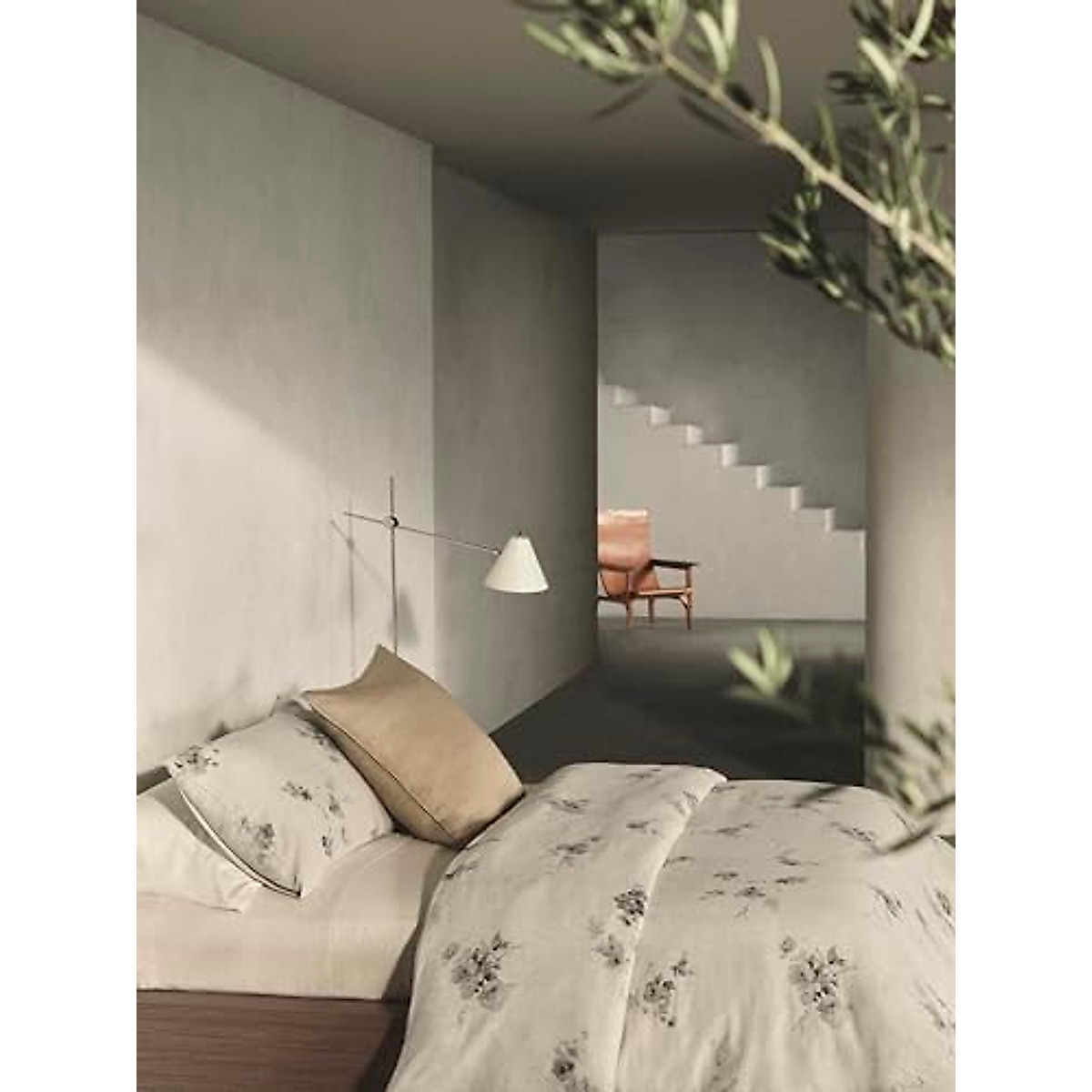 Calvin Klein - King Duvet Cover Set, Soft Cotton Bedding, Floral Home Decor (Aquarelle Floral Grey, King)