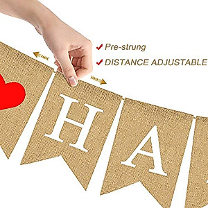 Jute Burlap Happy Anniversary Banner Party Bunting Garland Decoration Supply