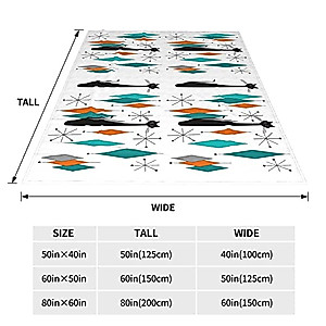 Mid Century Modern with Black Cat Flannel Blanket Soft Cozy Lightweight Throw Blanket Gifts for Couch Sofa Bed Living Room Travel Home Decor 50x40in