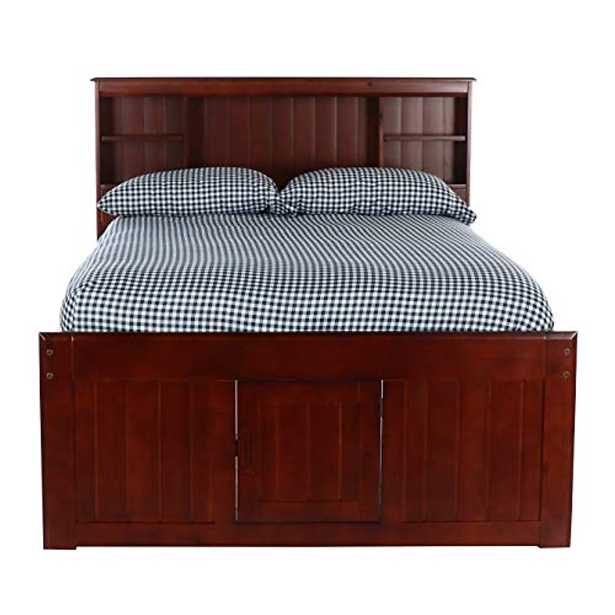 Discovery World Furniture Bookcase Captains Bed with 6 Drawers, Full, Merlot