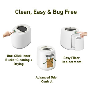 Vego Kitchen Composter, 4L Electric Composter Coutertop 5 Modes Weight-Based Smart Compost Bin with App Odorless Auto-Cleaning Food Waste Compost Machine Indoor, White