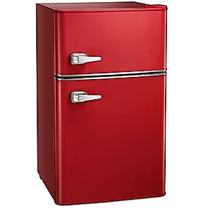 Havato 3.2 Cu.Ft Mini fridge with Freezer, Double Door Compact Refrigerator, Retro Mini Refrigerator for Dorm, Office, Bar, RV, Bedroom(Red)