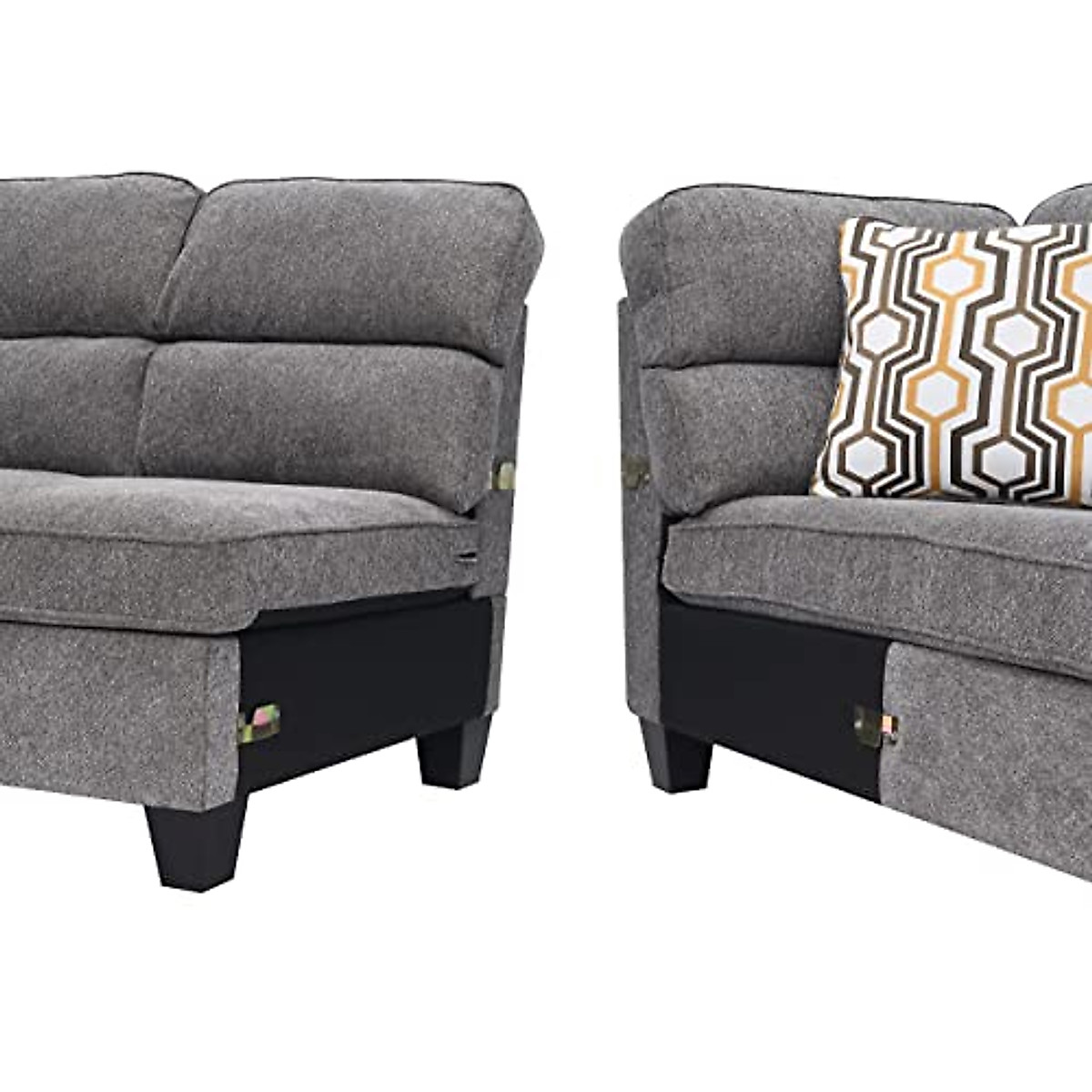 118" Wide Large Modern Upholstered L-Shaped Sectional Sofa with 2 Cushions, Modern Tufted Micro Cloth Couch with Soft Memory Foam Seats, 5 Seater Modular Sofa - Grey - Oliver & Smith