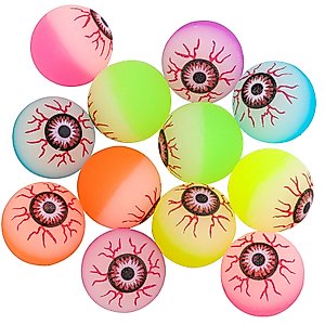 Elcoho 12 Pieces Halloween Bouncing Balls Glow in The Dark Bouncing Eyeballs Halloween Theme Eyeballs for Halloween Favor Supplies