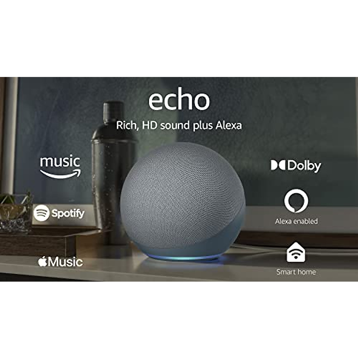 Echo (4th Gen) | With premium sound, smart home hub, and Alexa | Twilight Blue