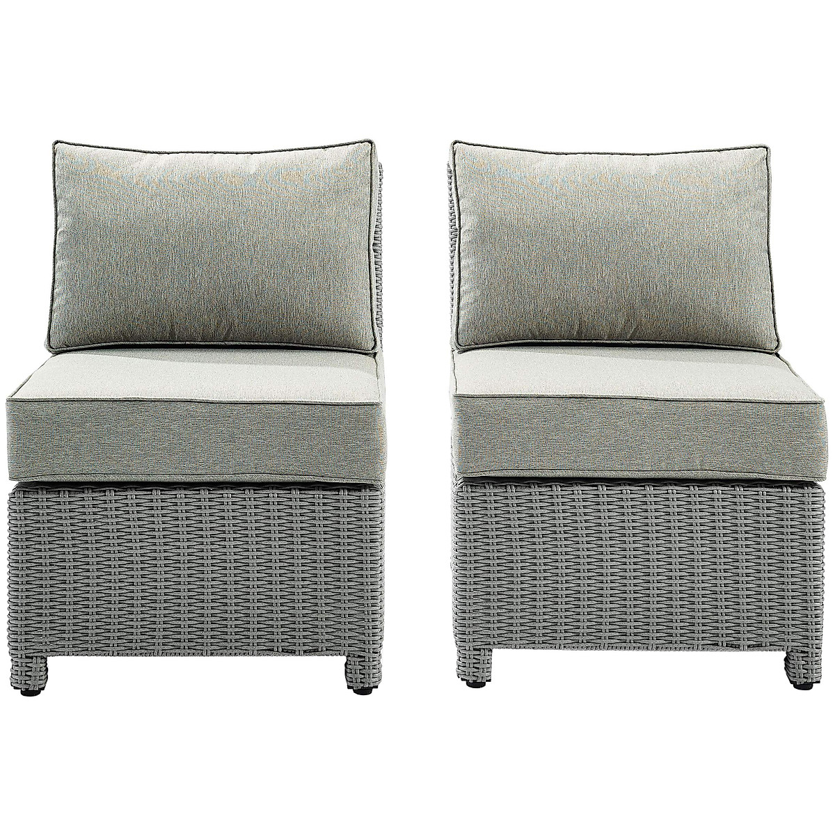 Crosley Furniture Bradenton 2-Piece Outdoor Chair Set, Wicker Patio Chairs for Conversation, Porch, Deck, Gray with Gray Cushions