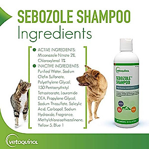 Vetoquinol Sebozole Pet Shampoo with Miconazole Nitrate 2% and Chloroxylenol 1%, 16oz