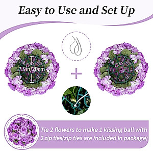 BLOSMON Artificial Flower Balls Wedding Centerpieces 2 Pcs 15.7" Large Lilac Fake Flowers Rose Hydrangea Ball Arrangement Center Pieces for Table Silk Floral Bouquet for Wedding Party Home Decor
