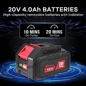 Enhulk Leaf Blower Cordless, 430 CFM Max Electric Jet Blower with Powered Brushless Motor, 20V 4.0Ah Battery & Fast Charger, High/Low-Speed Handheld Blowers for Lawn Care Yard Work Around The House