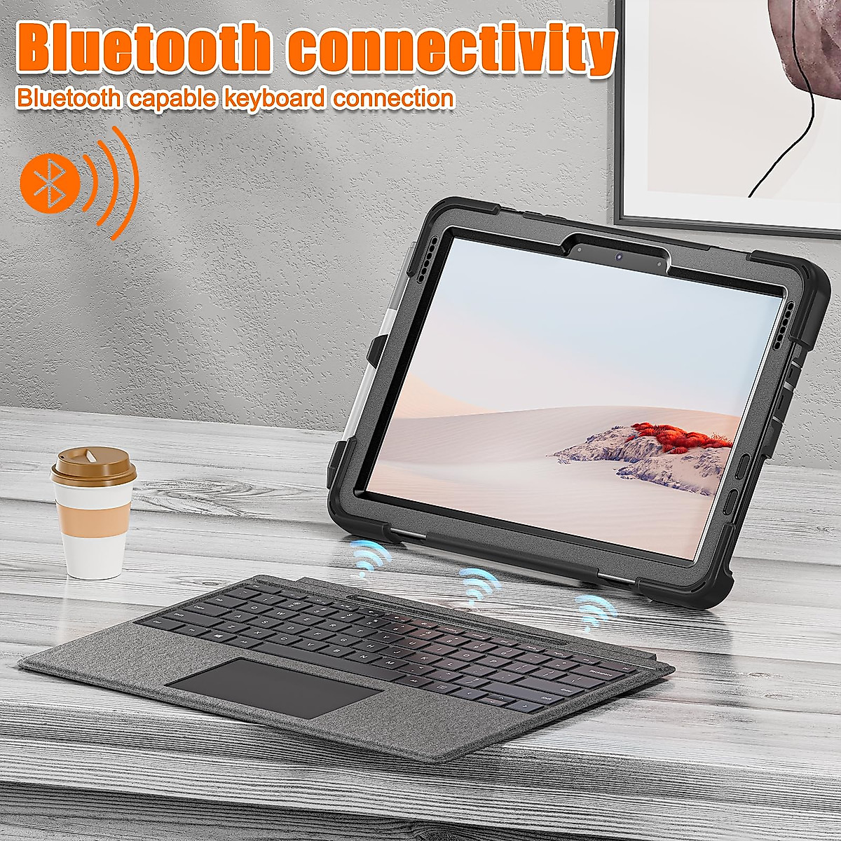 ZenRich Rugged Case for Surface Go 4 (2023)/Surface Go 3 (2021)/ Surface Go 2 (2020), Surface Go (2018) with Pen Holder Heavy Duty Shockproof Case with Stand Hand Strap and Shoulder Belt-Black