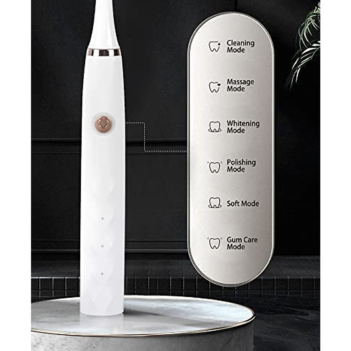 Electric Toothbrush for Adults, 4 Brush Heads and Travel case, 2 Hours Fast Charge for 50 Days, 6 Adjustable Modes Built-in 2-Minute Smart Timer IP7 Waterproof 36000 VPM Deep Clean (Pink)