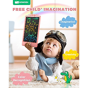 KOKODI LCD Writing Tablet, 8.5 Inch Toddler Doodle Board Drawing Tablet, Erasable Reusable Electronic Drawing Pads, Educational and Learning Toy for 3-8 Years Old Boy and Girls (Pink)