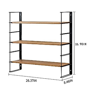 TOYLNGA Floating Shelves,3 Tier Industrial Bookcases,Wall Mounted Hanging Shelf,Modern Book Shelves Shelving for Bedroom, Living Room,Office Storage & Organization (Black)