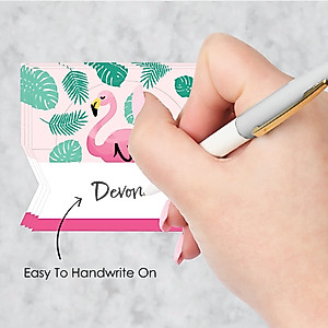 Big Dot of Happiness Pink Flamingo - Party Like a Pineapple - Tropical Summer Party Tent Buffet Card - Table Setting Name Place Cards - Set of 24