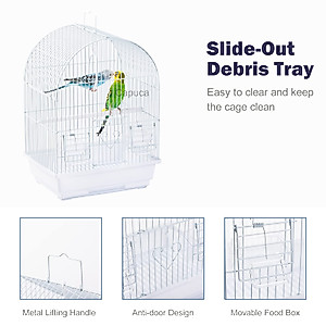 Capuca Small Bird Travel Cage - Lightweight Small Birds Starter Kit with Birdcages and Accessories Great for Parakeets Lovebirds Parrotlets Finches Canaries