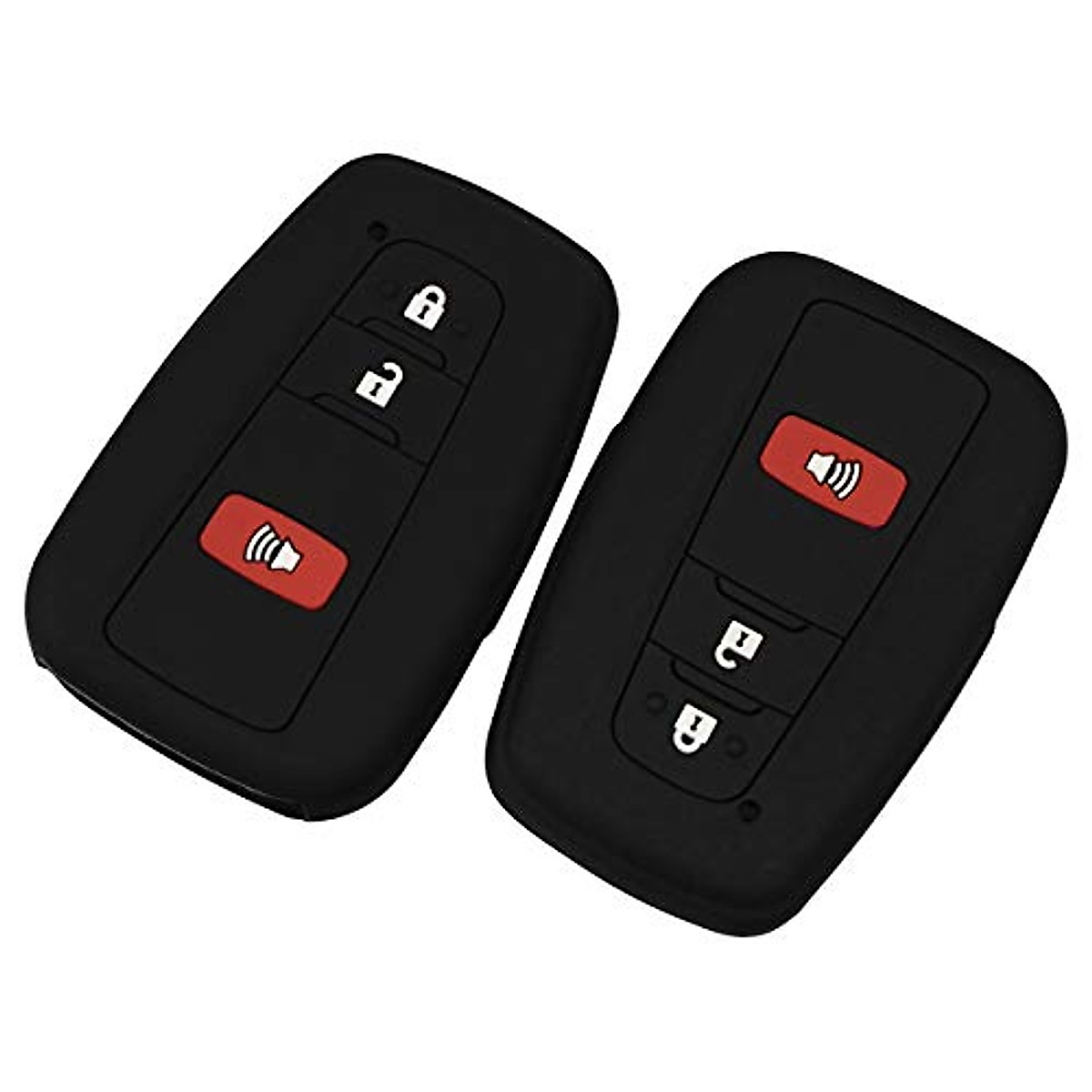 Lcyam Key Fob Cover Case for 2019-2022 Toyota Corolla Hatchback RAV4 XLE Prius 3 Button Smart Key , Black Black