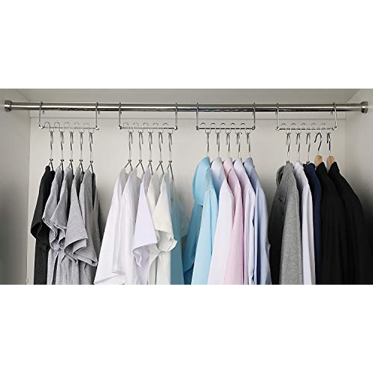 Bloberey Space Saving Hangers 6x2 Slots Metal Magic Cascading Hanger Closet Organizer Hanging Closet Wardrobe Closet System(12 Pack)