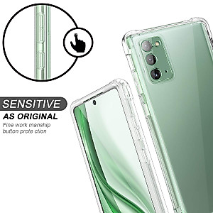 SURITCH Clear Case for Samsung Galaxy Note 20 (Only) 6.7-inch, [Built-in Screen Protector] Full Body Protection Bumper Shockproof Rugged Phone Cover for Galaxy Note 20 -(Clear)