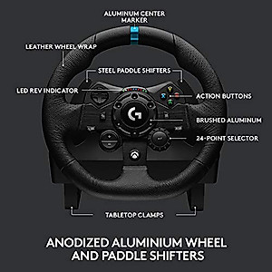 Logitech G923 Racing Wheel and Pedals for Xbox X|S, Xbox One and PC featuring TRUEFORCE up to 1000 Hz Force Feedback, Responsive Pedal, Dual Clutch Launch Control, and Genuine Leather Wheel Cover