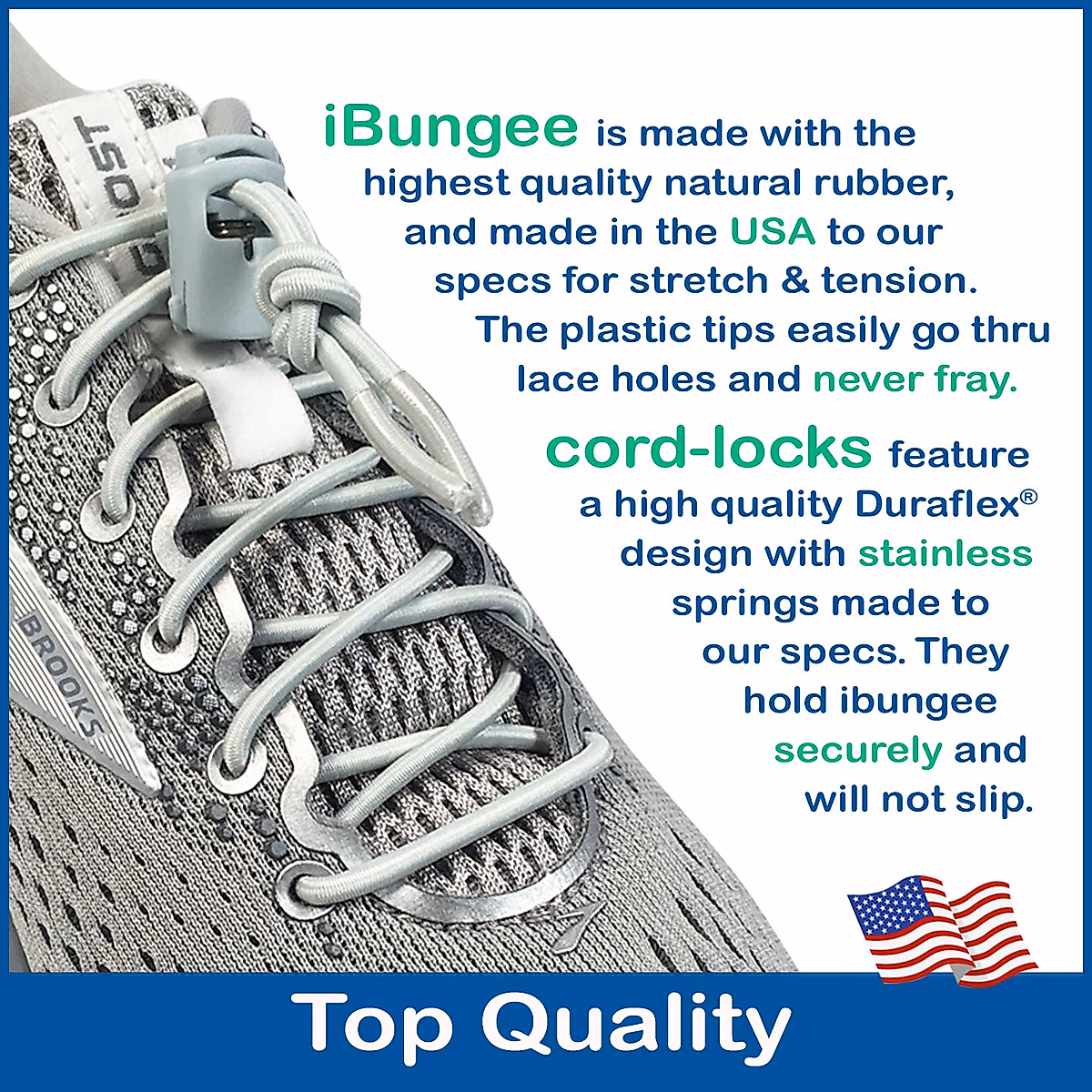 IBUNGEE LACES (Elastic No Tie Shoelaces (Light Gray, 22-Inch)